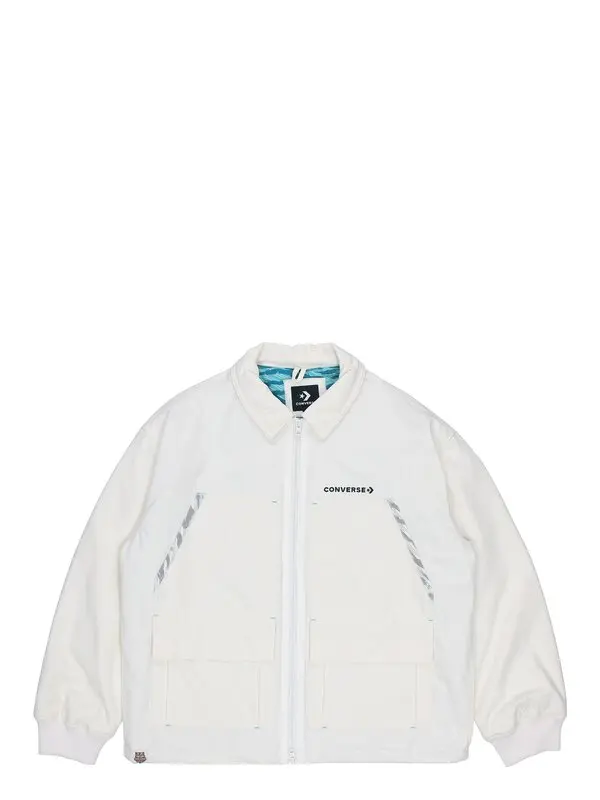 CONVERSE Logo Printing Lapel Sports Jacket - Cream White