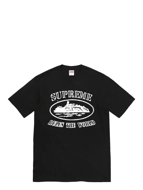 Supreme X Corteiz Fw23 Rules The World Tee 'black - Black/white