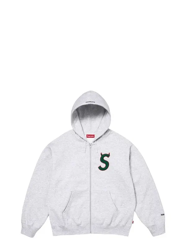 Supreme Ss26 Devil Logo Zip Up Hooded Sweatshirt - Ash Grey