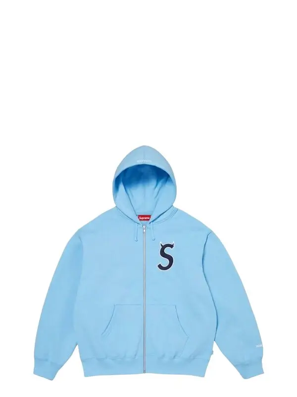 Supreme Ss26 Devil Logo Zip Up Hooded Sweatshirt - Light Blue