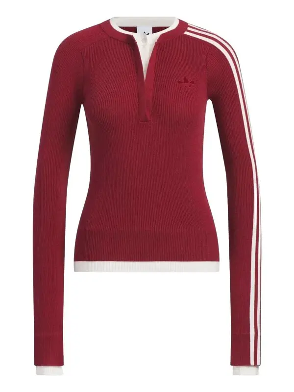 Adidas Premium 3-stripe Button Sweatshirt - Collegiate Burgundy