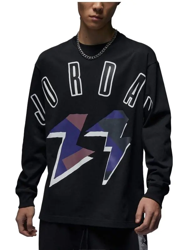 JORDAN Flight Mvp Long-sleeve T-shirt 'black - Black/sail