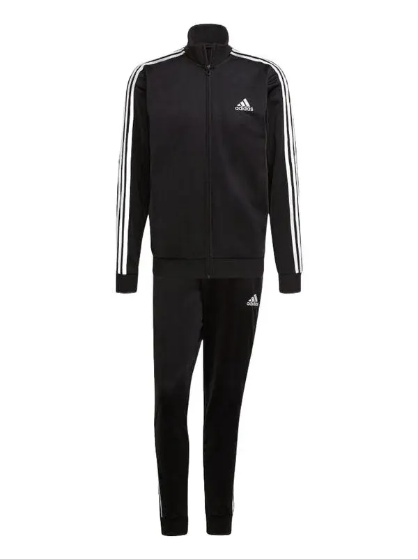 Adidas Essentials 3-stripes Track Suit Asia Sizing 'black White - Black/white