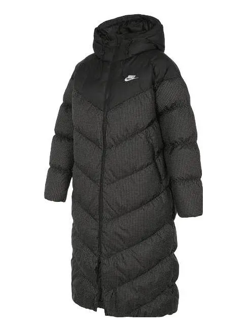 Nike Long Hooded Down Puffer Jacket - Black