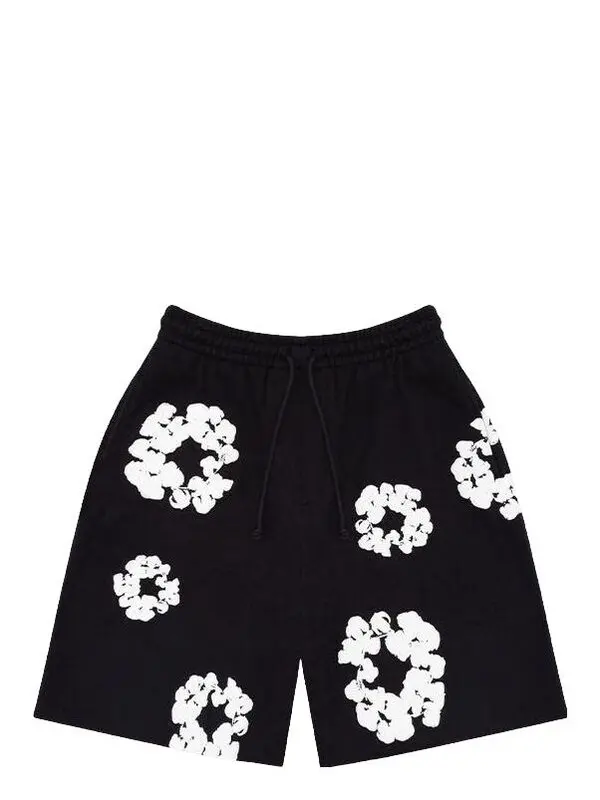 DENIM TEARS Cotton Wreath Logo Shorts - Black/white
