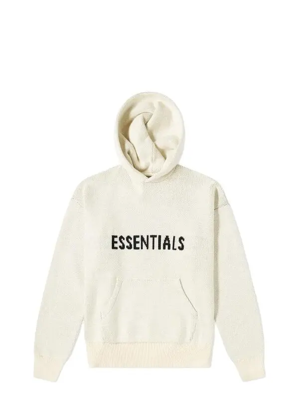 Fear Of God Knit Logo Hoodie - Beige/black