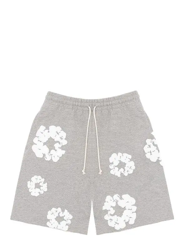 DENIM TEARS Cotton Wreath Logo Shorts - Grey/white