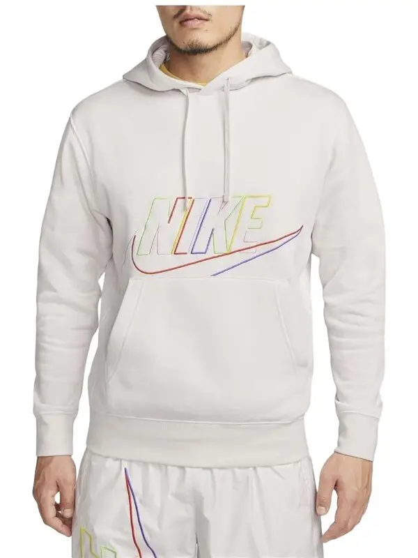 Nike Club+ Bb Pullover Hoodie With Embroidered Logo - White