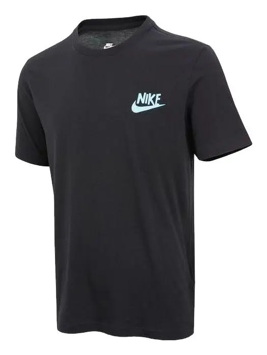 Nike Logo Pattern Printing Round Neck Pullover Short Sleeve Black T-shirt - Default Color