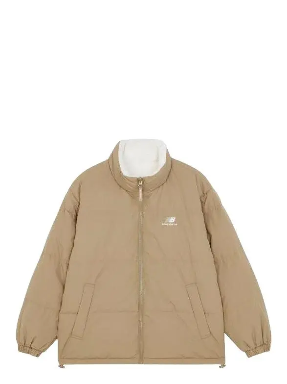 NEW BALANCE Logo Puffer Jacket - Khaki/white