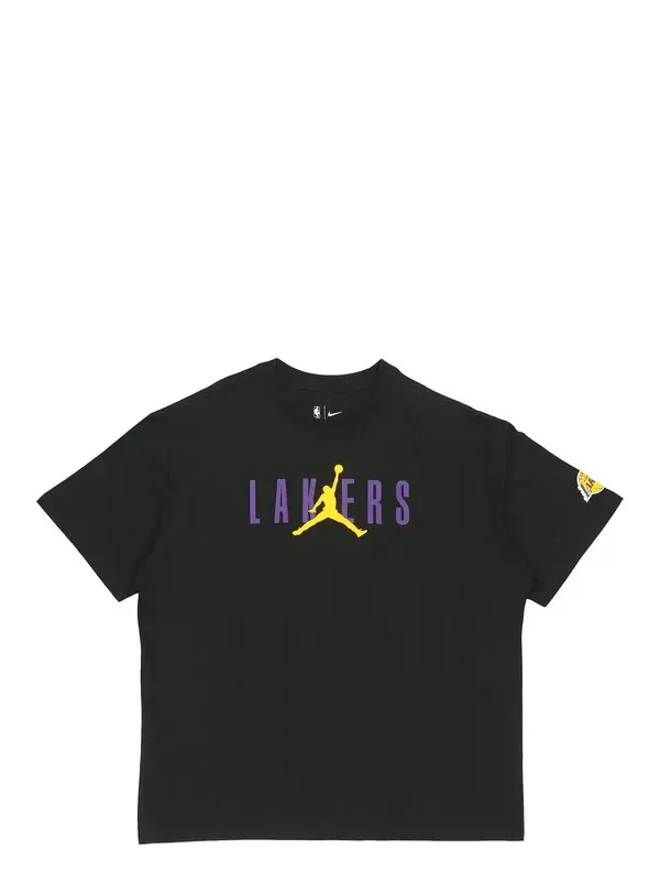 JORDAN Nba Los Angeles Lakers Alphabet Printing Basketball Sports Round Neck Short Sleeve - Black