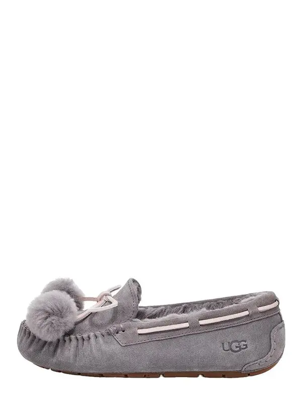 UGG Dakota Bow Pom Moccasin Slippers - Shade Grey