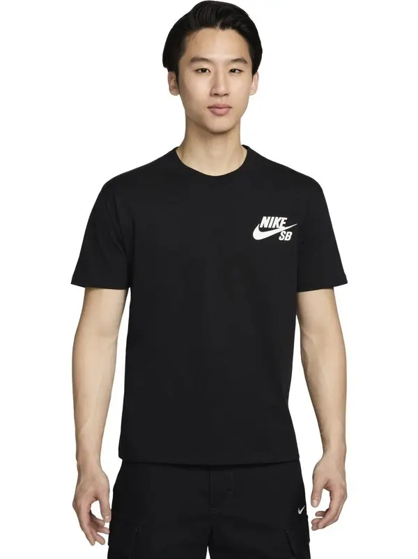 Nike Logo Printing Sports Skateboard Short Sleeve T-shirt - Black