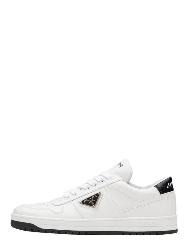 Prada Downtown Perforated Leather Sneakers - White/black
