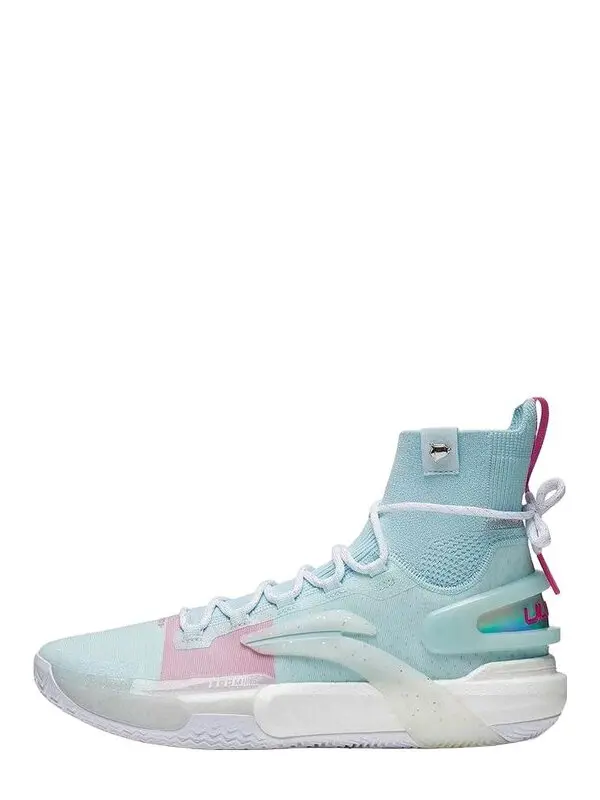 LI-NING Speed Ultra High Basketball Shoes - Light Blue/pink