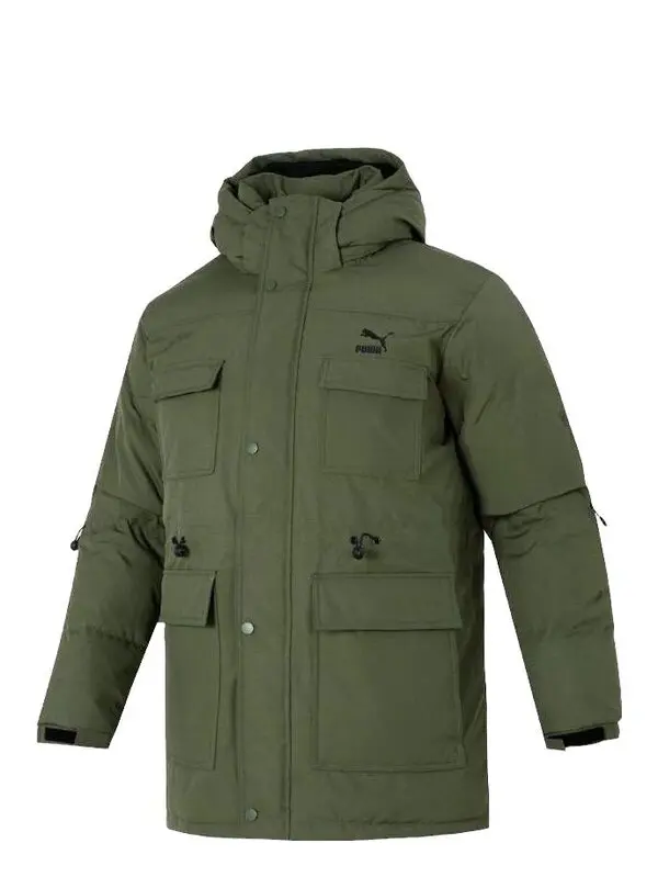 PUMA Hooded Pocket Parka Coat - Green