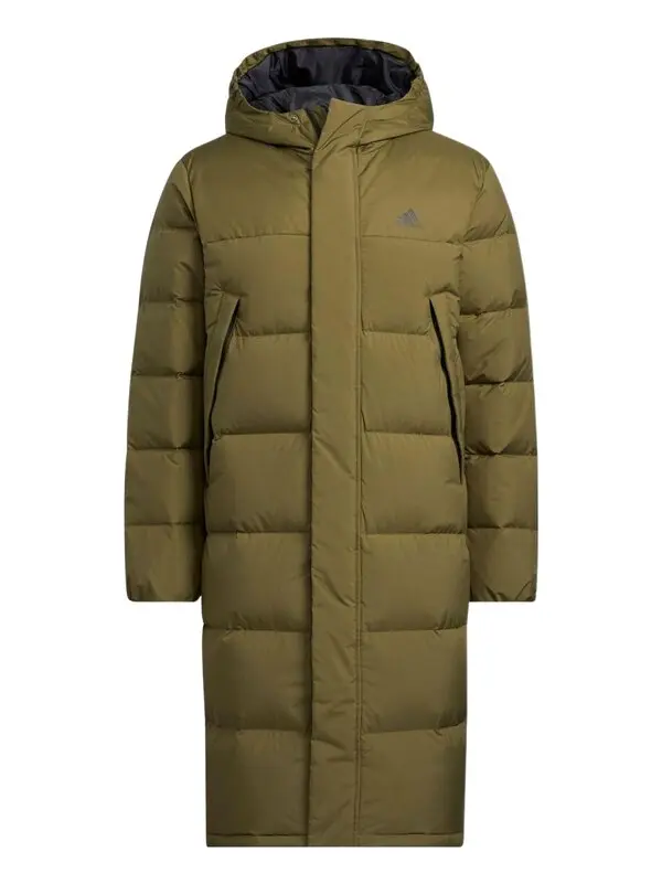 Adidas Outdoor Hooded Thermal Down Long Jacket - Olive Green