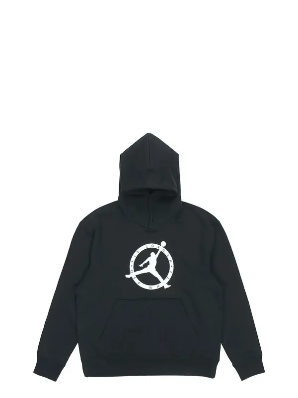JORDAN X Off-white Crossover Logo Embroidered Fleece Pullover Hoodie - Black/white/forest Green