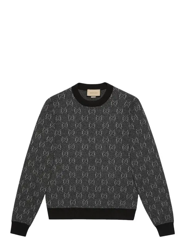 Gucci Gg Wool Jacquard Sweater - Grey