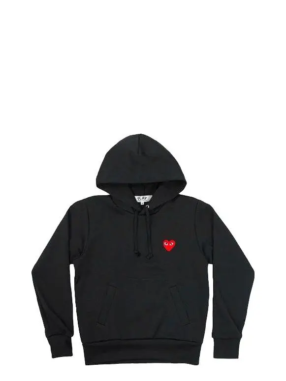 Play Comme Des Garcon Red Heart Hoodie - Black