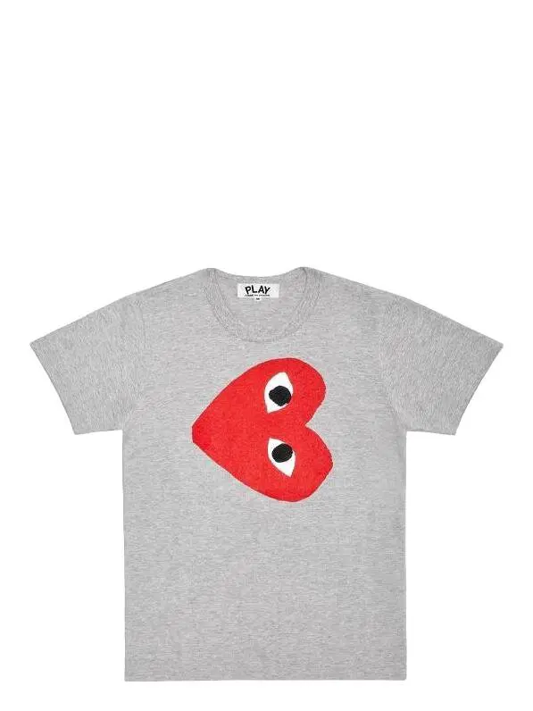 Play Comme Des Garcon Red Love Printing Short Sleeve - Grey