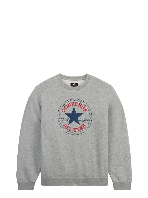 CONVERSE Go-to Chuck Taylor All Star Patch Standard-fit Fleece Crew Sweatshirt Asia Sizing 'vintage Heather - Grey
