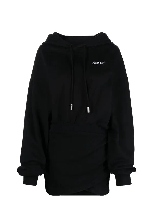 Off-White Logo-embroidered Cotton Hoodie - Black