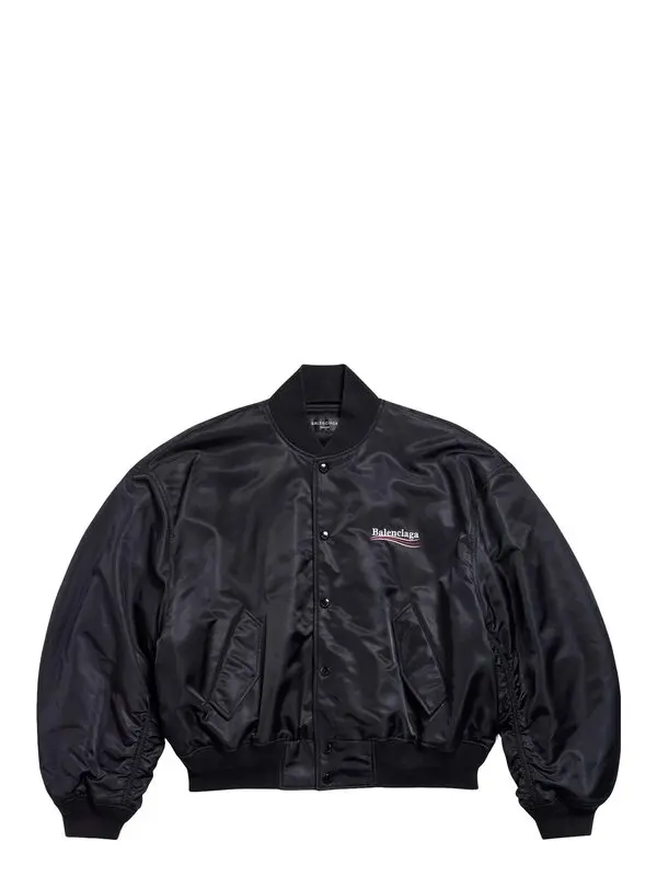 Balenciaga Political Campaign Varsity Jacket - Black