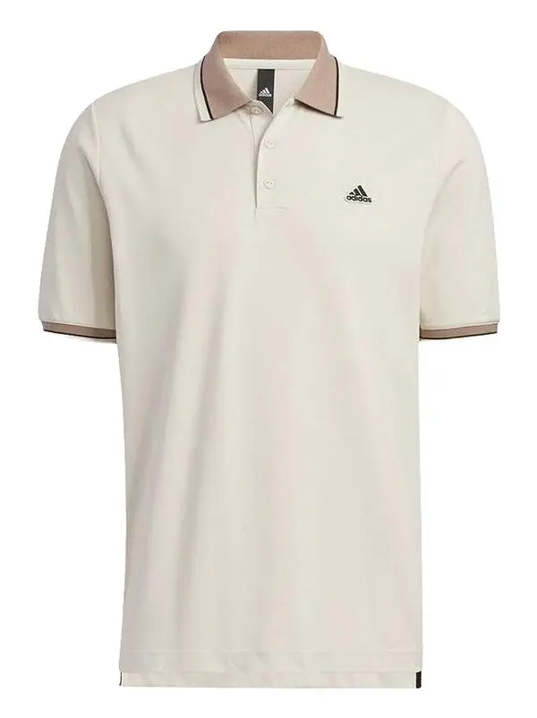 Adidas Training Casual Short Sleeve Polo Shirt Tennis - Beige