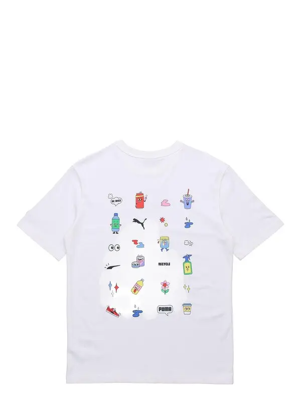 PUMA Sports Alphabet Printing Round Neck Short Sleeve White - Default Color