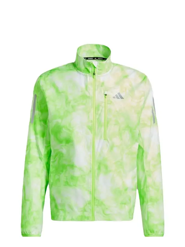 Adidas Own The Run Allover Print Jacket - Green/white