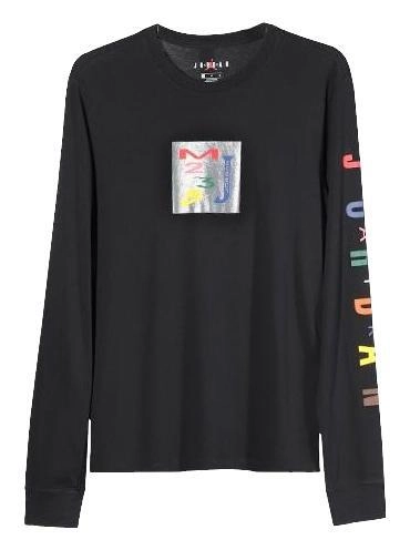JORDAN 23 Color Label Pattern Long Sleeves T-shirt - Black