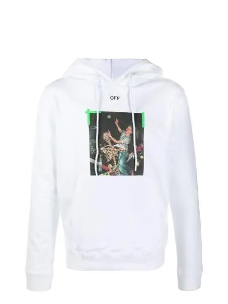 Off-White Arrows Printed Hooded Pullover - White