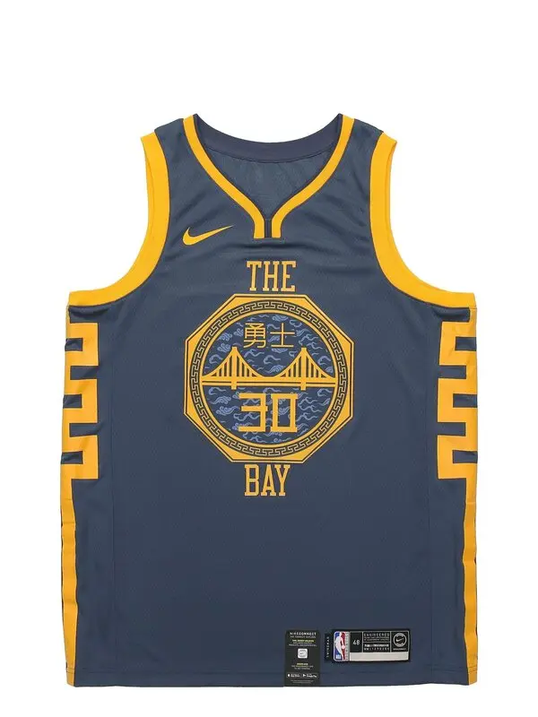 Nike Stephen Curry Golden State Warriors 2018-19 Fan Edition Jersey - Blue/yellow