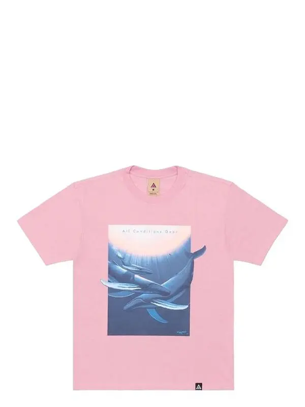 Nike X Wyland Funny Printing Sports Loose Round Neck Short Sleeve T-shirt - Pink