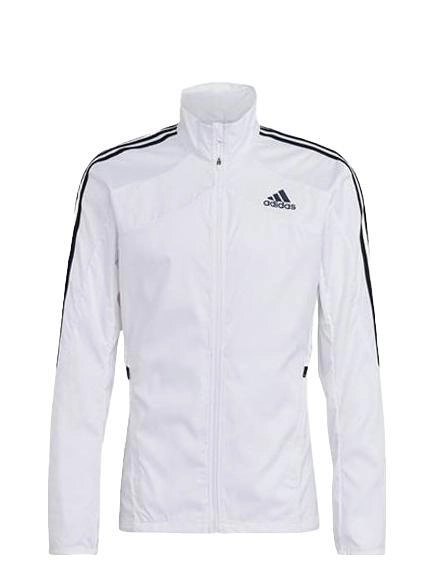 Adidas Marathon Jkt Logo Stripe Stand Collar Jacket - White