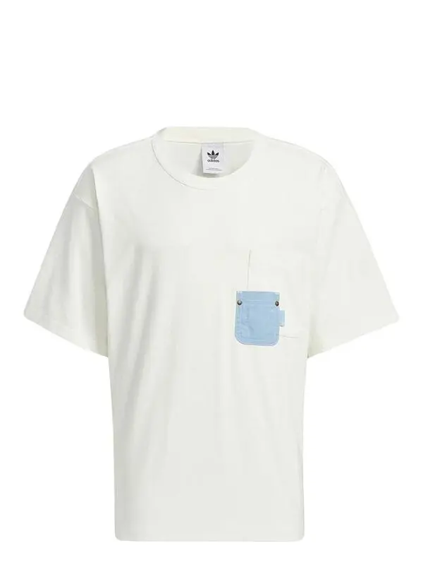 Adidas Originals Colorblock Pocket Casual Round Neck Short Sleeve White T-shirt - Default Color