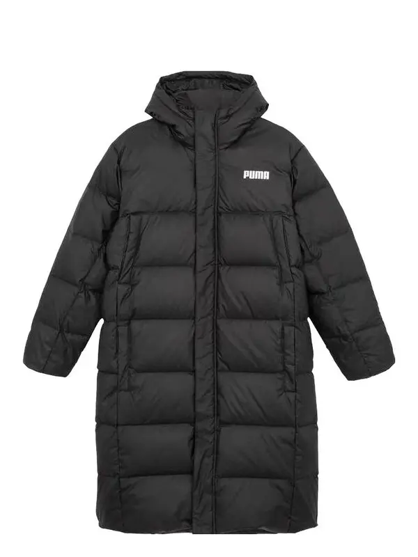 PUMA Long Oversized Down Coat - Black/white