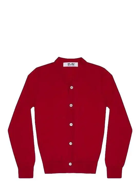 Play Comme Des Garcon Cardigan With Small Heart Detail - Red
