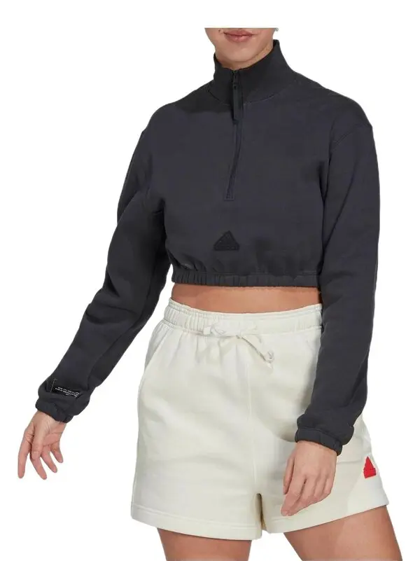 Adidas Cropped Half-zip Sweatshirt - Blacks