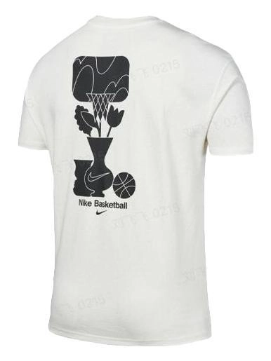 Nike Loose Pattern Printing Round Neck Casual Loose Short Sleeve Creamy White - Multi-color