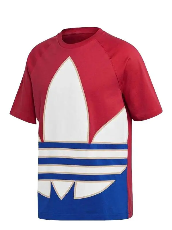 Adidas Originals Colorblock Large Logo Round Neck Casual Short Sleeve Red T-shirt - Default Color