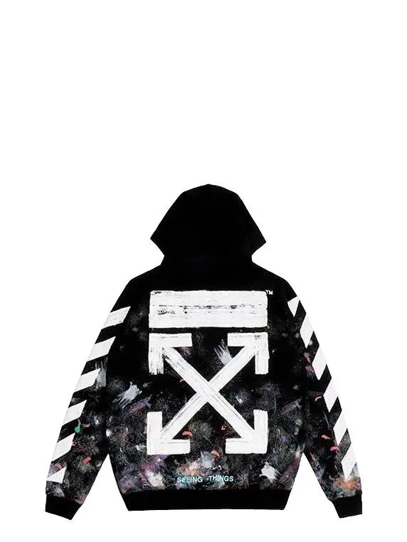 Off-White Graffiti Arrow Printing Full Zip Hoodie - Black