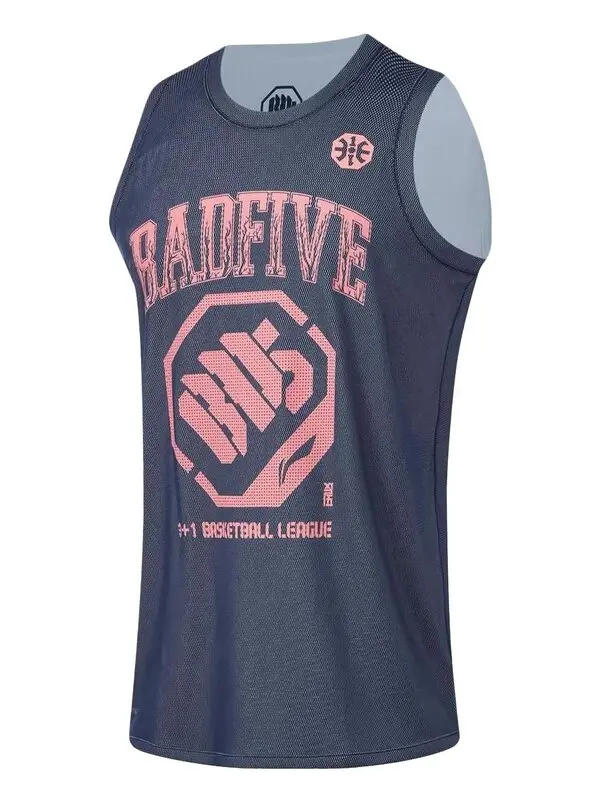 LI-NING Badfive Graphic Basketball Tank - Navy/pink