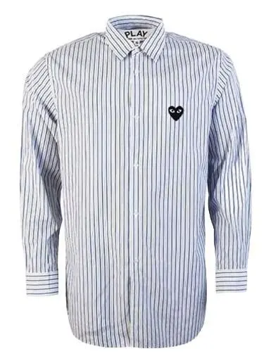Play Comme Des Garcon Striped Shirt With Emblem - Blue