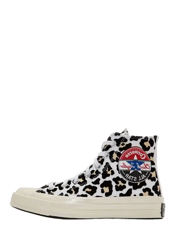 CONVERSE Chuck 70 Hi 'logo Play' Leopard Print Lace-up Sneakers - White/black/desert Ore