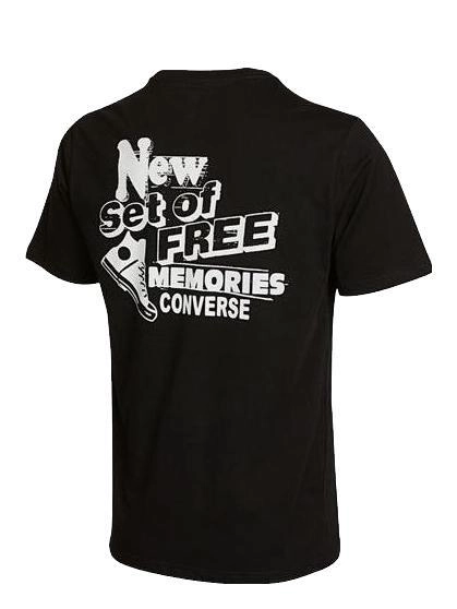 CONVERSE Back Printing Casual Round Neck Short Sleeve - Black
