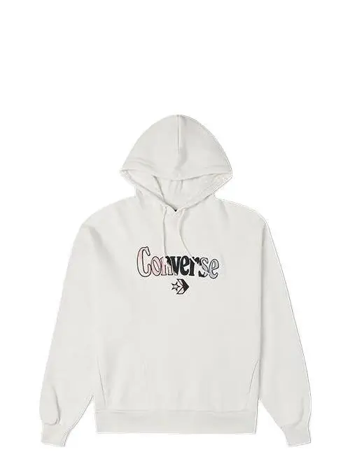 CONVERSE Logo Embroidered Fleece Hoodie - White