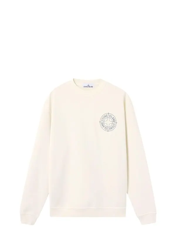 Stone Island Oversized Fit Outline Compass Print Sweatshirt - White