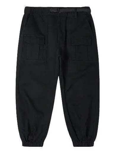 CONVERSE Solid Color Woven Casual Trousers - Black
